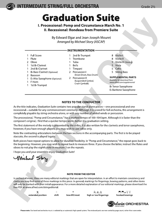 Graduation Suite: String/Full Orchestra Conductor Score & Parts: Edward ...
