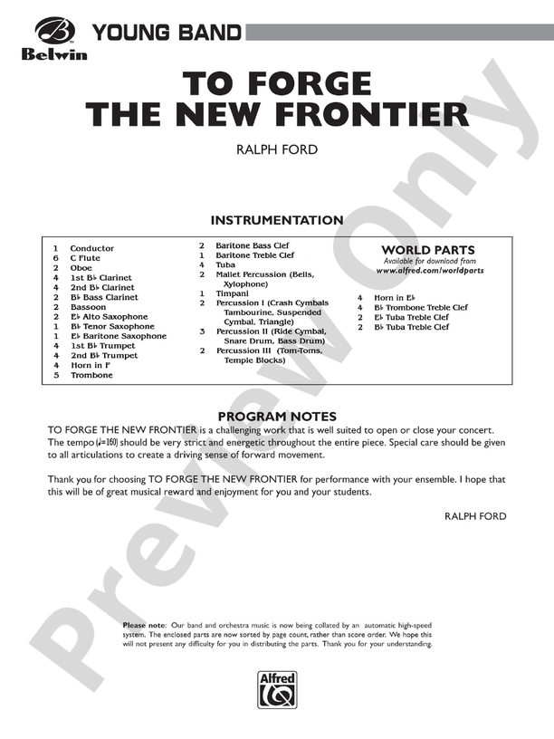To Forge the New Frontier: Score: Concert Band Score - Digital Sheet ...