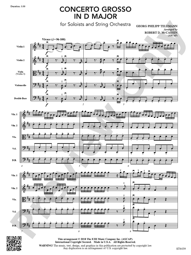 Concerto Grosso in D Major: Score: : Georg Philipp Telemann - Digital ...