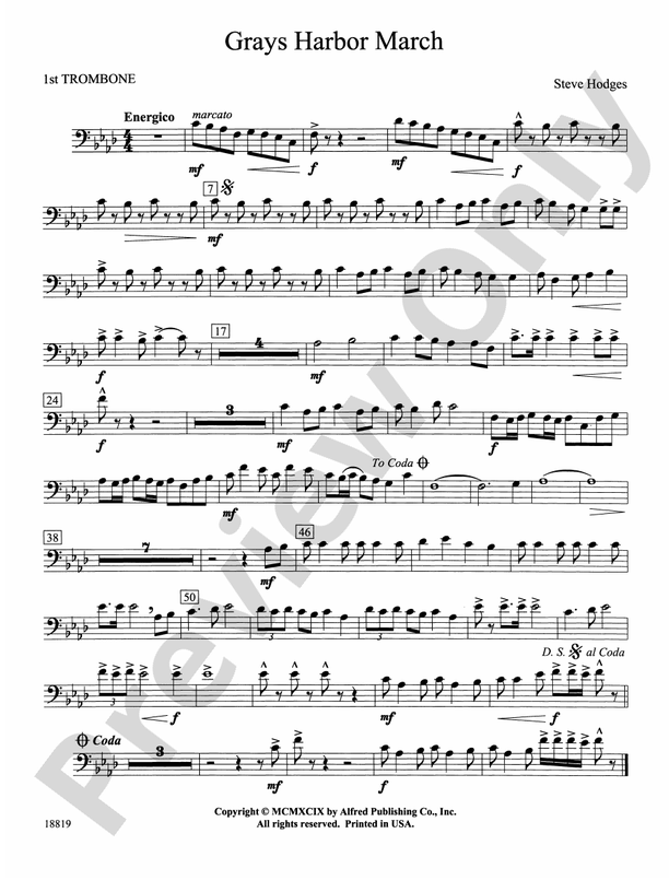 Grays Harbor March: 1st Trombone: 1st Trombone Part - Digital Sheet ...