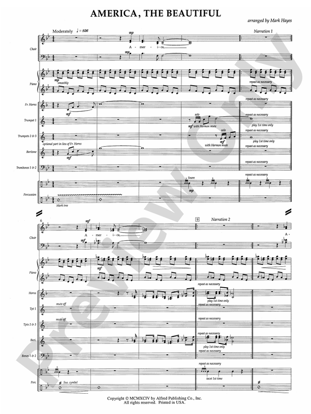 America, the Beautiful: Score: Choir Score - Digital Sheet Music Download