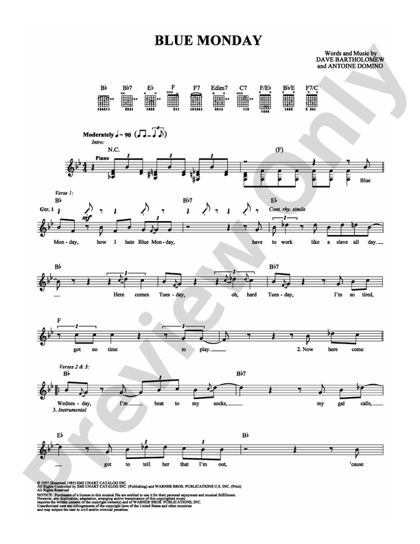 Blue Monday: Guitar TAB: Fats Domino - Digital Sheet Music Download