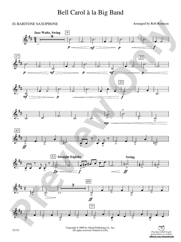 Bell Carol a la Big Band: E-flat Baritone Saxophone: E-flat Baritone ...