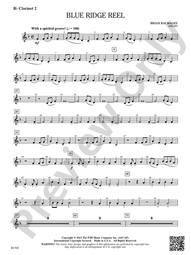 Blue Ridge Reel: B-flat Clarinet 2: B-flat Clarinet 2 Part: Brian ...
