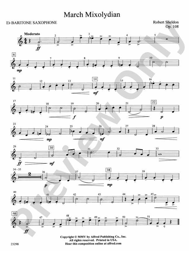 March Mixolydian: E-flat Baritone Saxophone: E-flat Baritone Saxophone Part - Digital Sheet ...