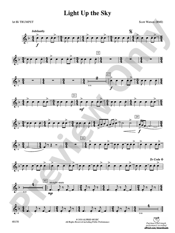 Light Up the Sky: 1st B-flat Trumpet: 1st B-flat Trumpet Part - Digital ...