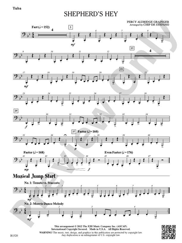 Shepherd's Hey: Tuba: Tuba Part - Digital Sheet Music Download