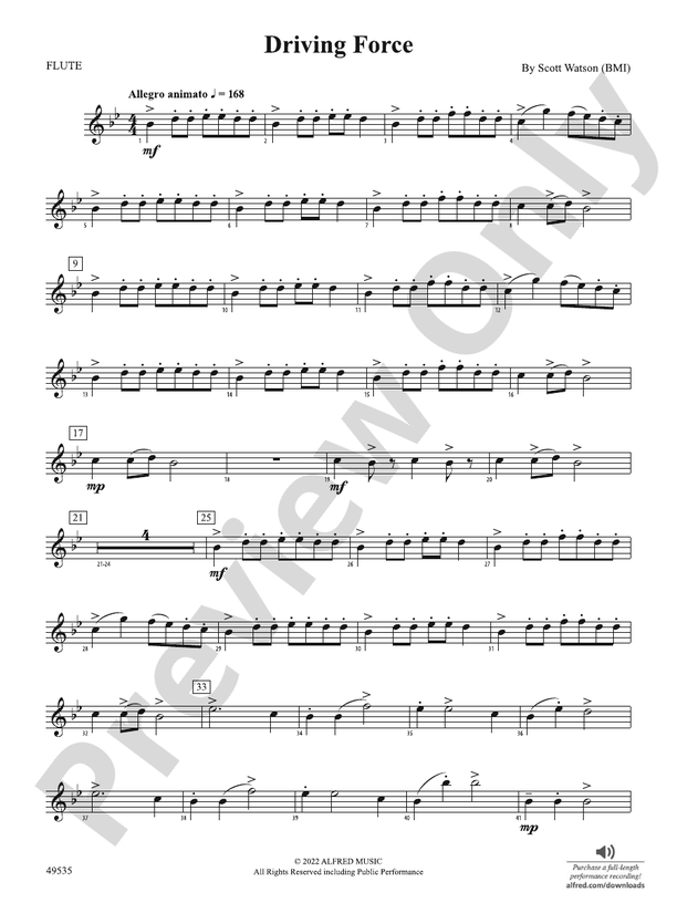 Driving Force: Flute: Flute Part - Digital Sheet Music Download