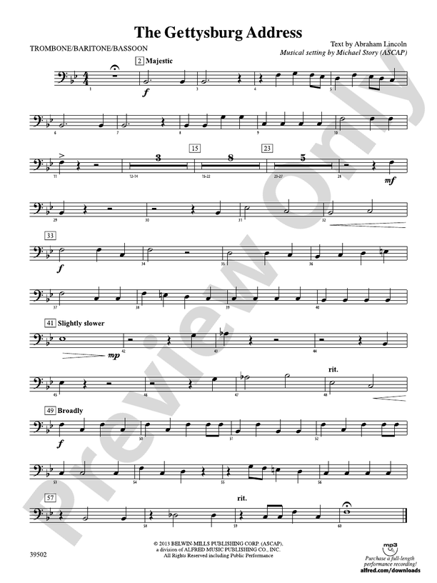 The Gettysburg Address: 1st Trombone: 1st Trombone Part - Digital Sheet ...