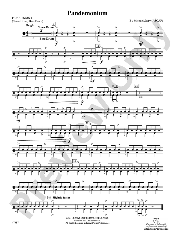 Pandemonium: 1st Percussion: 1st Percussion Part - Digital Sheet Music Download