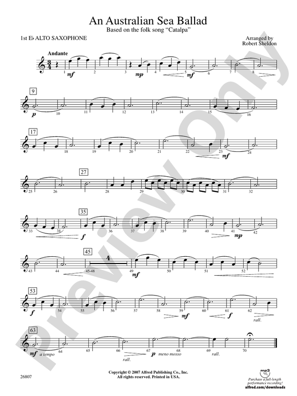 An Australian Sea Ballad: E-flat Alto Saxophone: E-flat Alto Saxophone ...