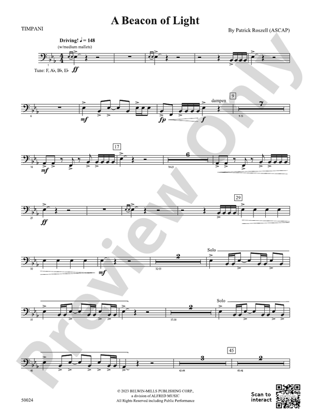 A Beacon of Light: Timpani: Timpani Part - Digital Sheet Music Download