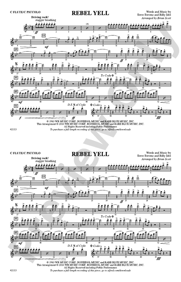 Rebel Yell: Flute: Flute Part - Digital Sheet Music Download