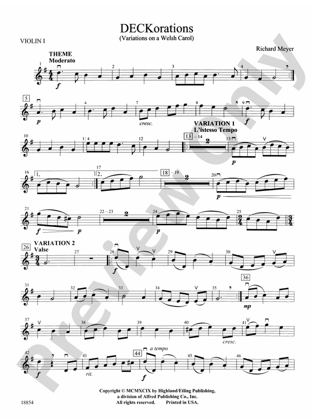 DECKorations: 1st Violin: 1st Violin Part - Digital Sheet Music Download