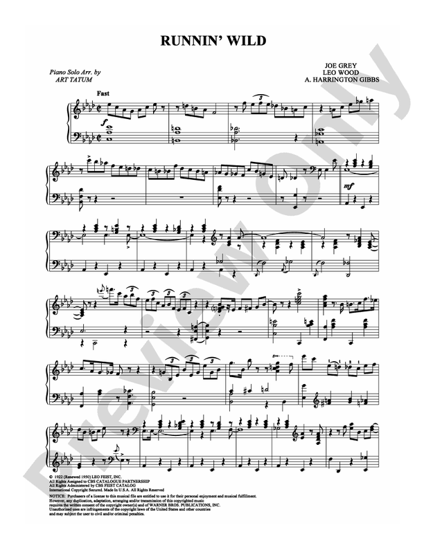 Runnin' Wild: Piano: Art Tatum - Digital Sheet Music Download