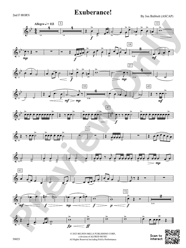 Exuberance!: 2nd F Horn: 2nd F Horn Part - Digital Sheet Music Download