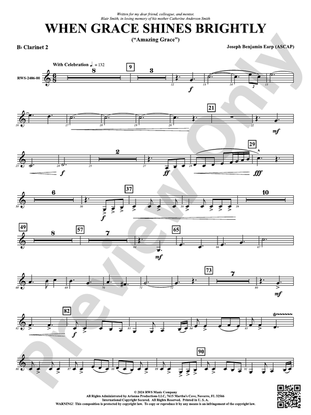 When Grace Shines Brightly - ("Amazing Grace"): 2nd B-flat Clarinet ...