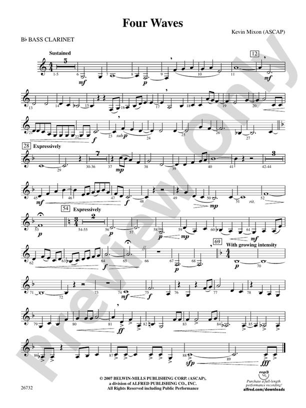 Four Waves: B-flat Bass Clarinet: B-flat Bass Clarinet Part - Digital ...