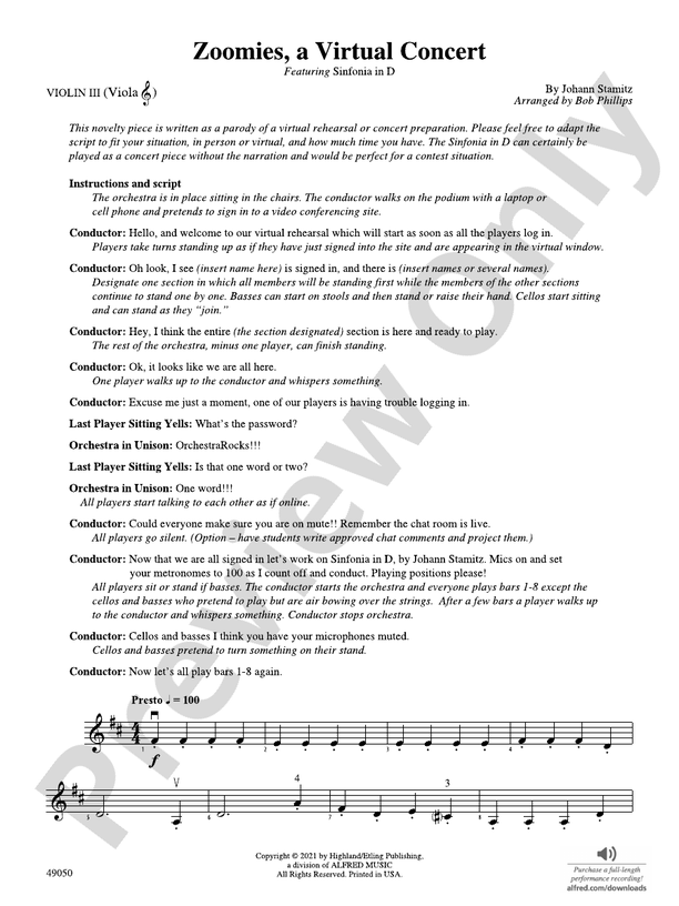 Zoomies, a Virtual Concert: 3rd Violin (Viola [TC]): 3rd Violin (Viola ...
