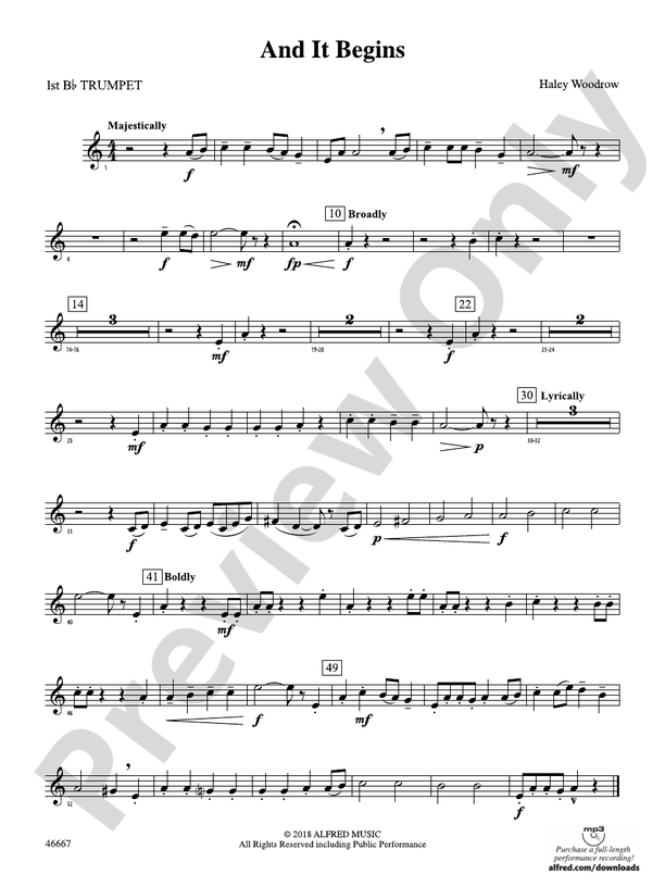 And It Begins: 1st B-flat Trumpet: 1st B-flat Trumpet Part - Digital Sheet Music Download