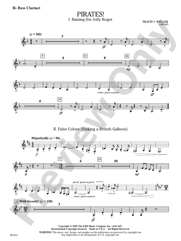 Pirates!: B-flat Bass Clarinet: B-flat Bass Clarinet Part: Travis J ...