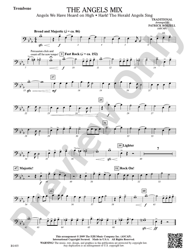 The Angels Mix: Trombone: Trombone Part - Digital Sheet Music Download