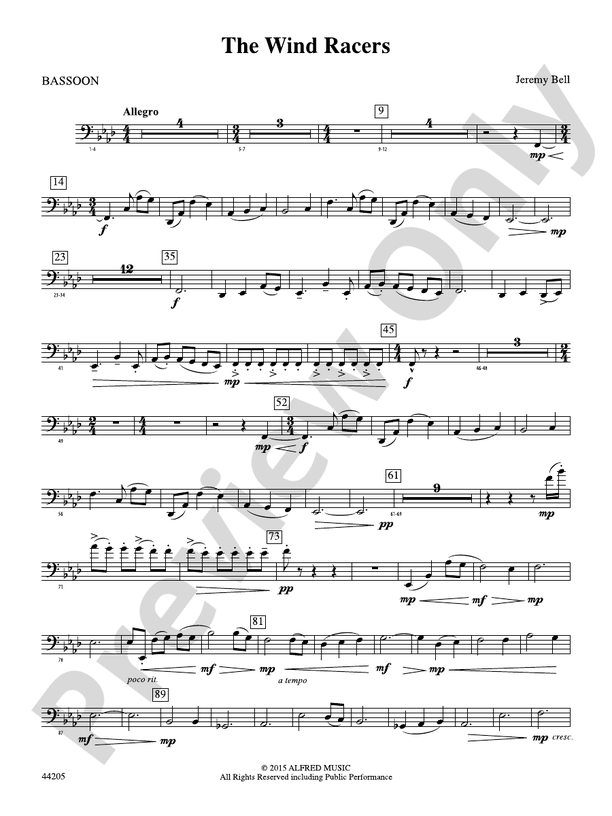 The Wind Racers: Bassoon: Bassoon Part - Digital Sheet Music Download