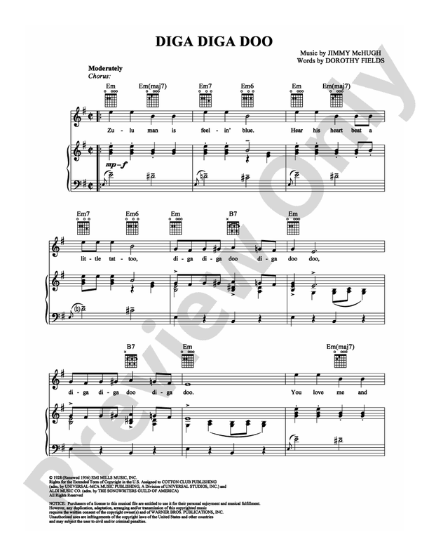 Diga Diga Doo: Piano/Vocal/Chords: Jimmy McHugh - Digital Sheet Music Download