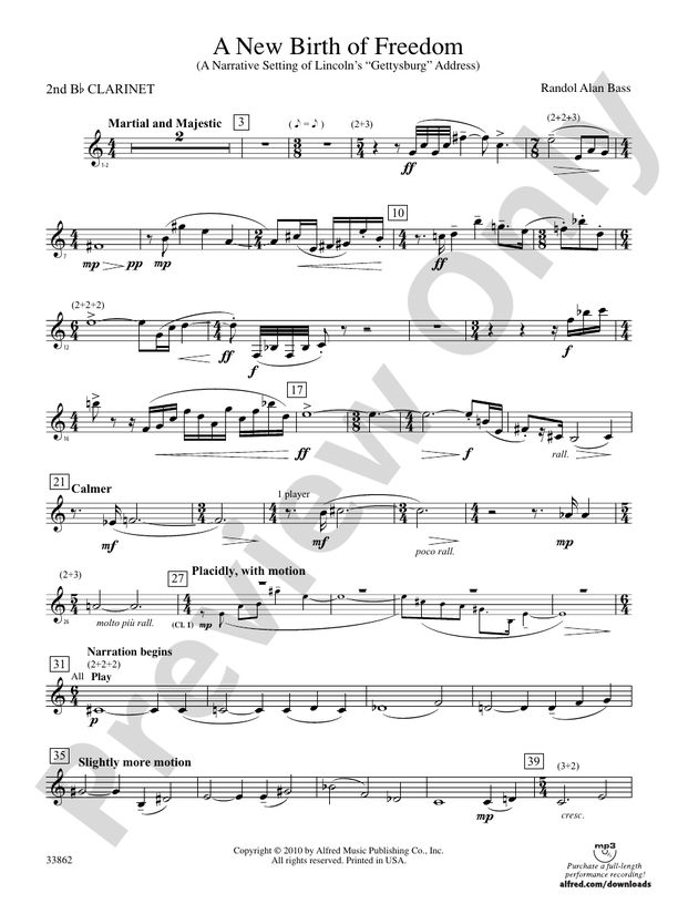 A New Birth of Freedom: 2nd B-flat Clarinet: 2nd B-flat Clarinet Part ...