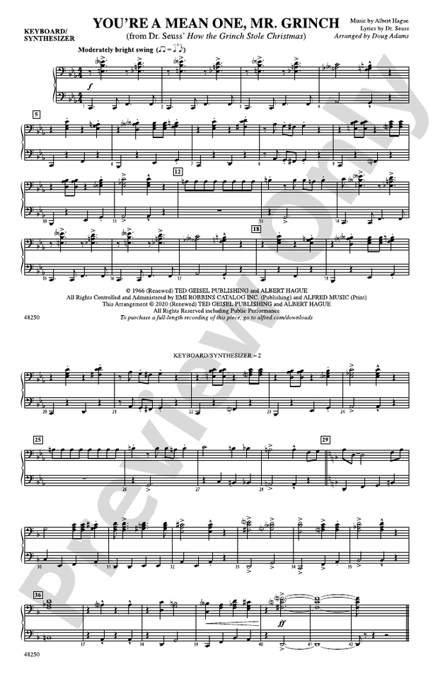 You're a Mean One, Mr. Grinch: Piano Accompaniment: Piano Accompaniment ...