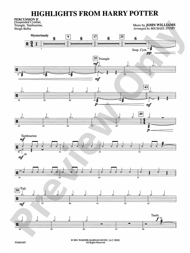 Harry Potter, Highlights from: 2nd Percussion: 2nd Percussion Part ...