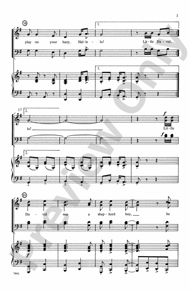 Little David, Play on Your Harp: SATB Choral Octavo - Digital Sheet ...