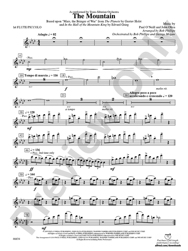 The Mountain: Flute: Flute Part - Digital Sheet Music Download