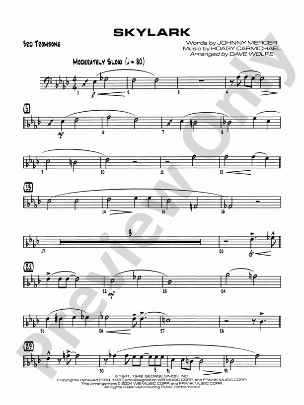 Skylark: 3rd Trombone: 3rd Trombone Part - Digital Sheet Music Download