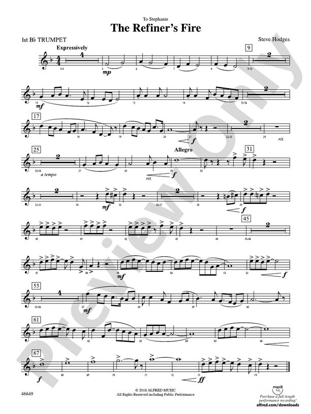 The Refiner's Fire: 1st B-flat Trumpet: 1st B-flat Trumpet Part - Digital Sheet Music Download