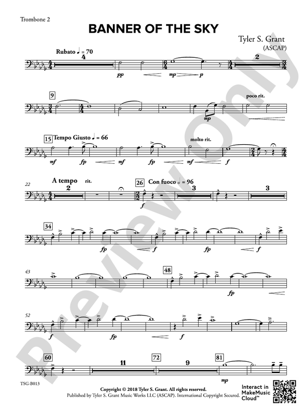 Banner of the Sky: 2nd Trombone: 2nd Trombone Part - Digital Sheet Music Download