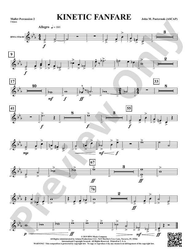 Kinetic Fanfare: 2nd Mallet Percussion: 2nd Mallet Percussion Part: John M. Pasternak - Digital ...