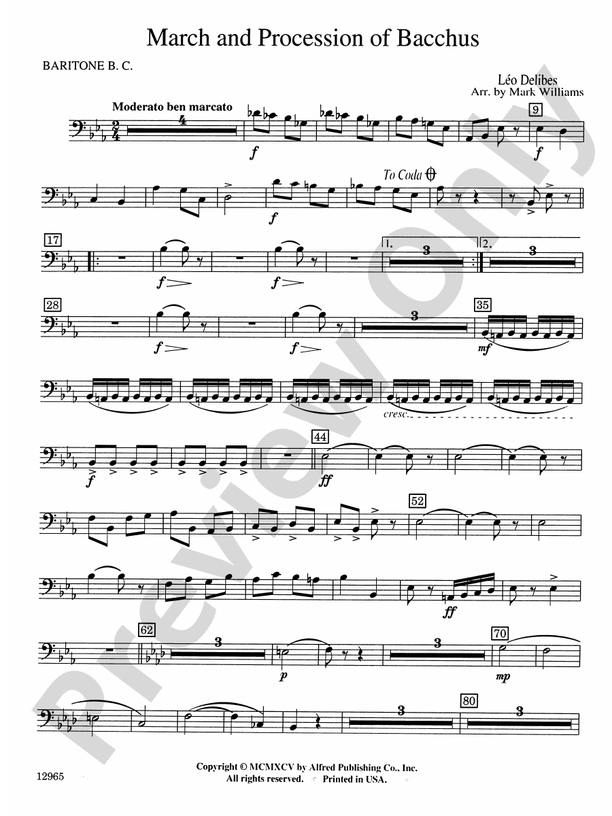 March and Procession of Bacchus: Baritone B.C.: Baritone B.C. Part ...