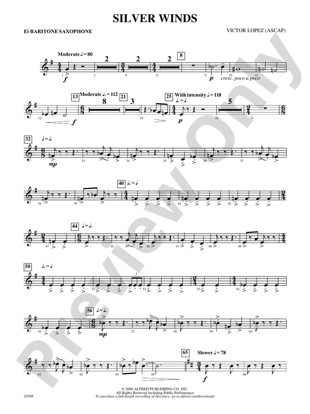 Silver Winds: E-flat Baritone Saxophone: E-flat Baritone Saxophone Part - Digital Sheet Music ...