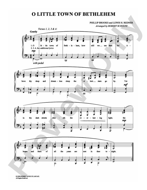O Little Town of Bethlehem: Piano/Vocal/Chords: Phillips Brooks ...