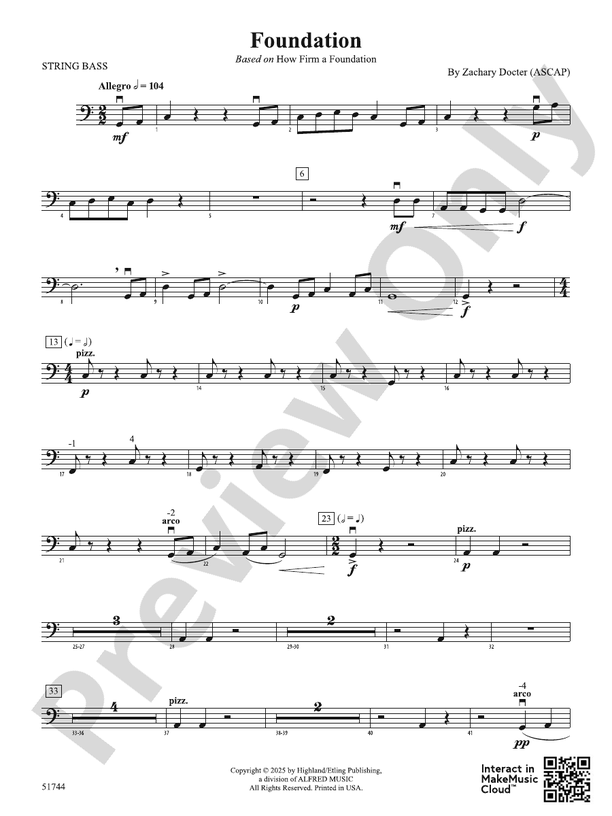 Foundation: String Bass: String Bass Part - Digital Sheet Music Download