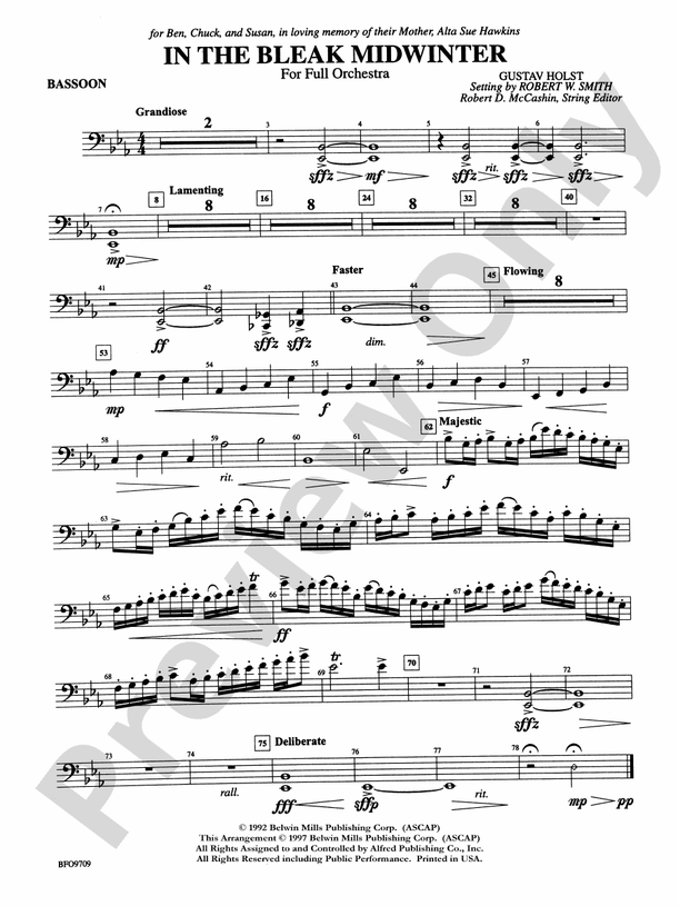 In the Bleak Midwinter: Bassoon: Bassoon Part - Digital Sheet Music ...