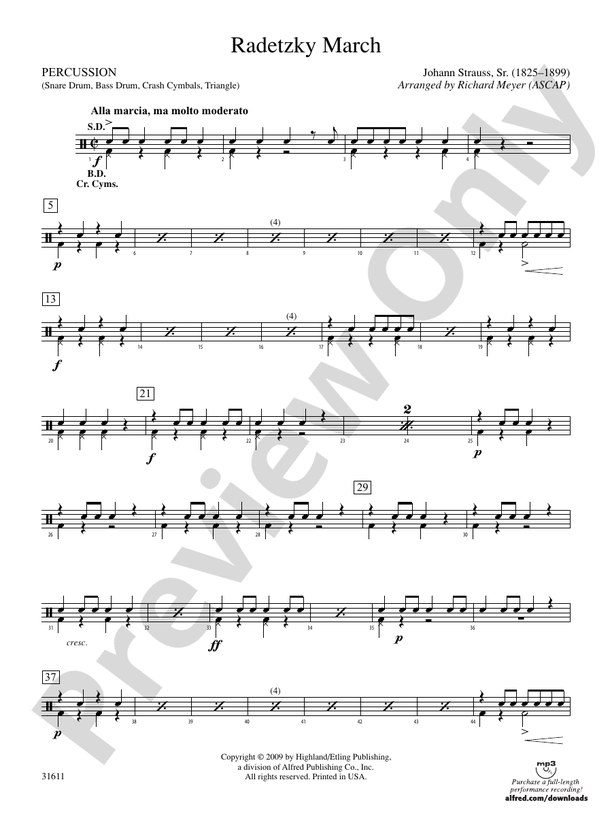 Radetzky March: 1st Percussion: 1st Percussion Part - Digital Sheet ...