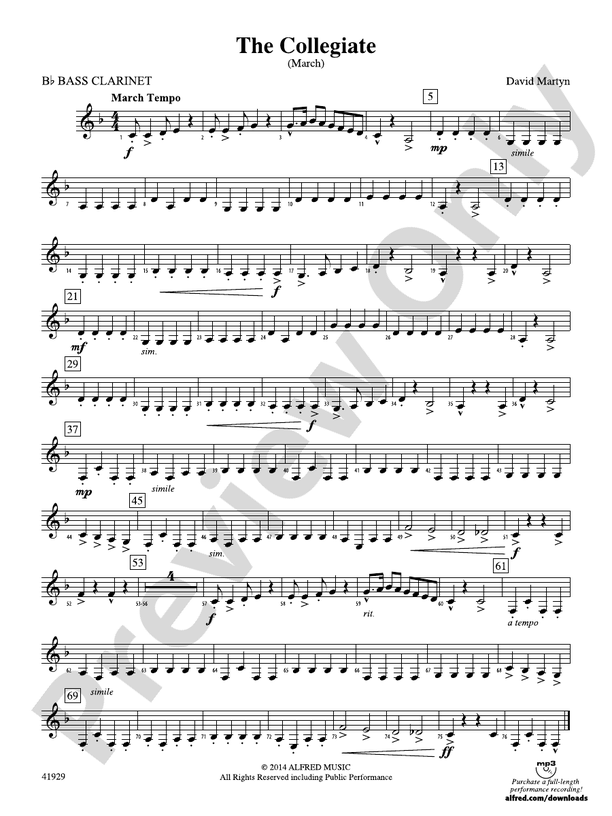 The Collegiate: B-flat Bass Clarinet: B-flat Bass Clarinet Part ...