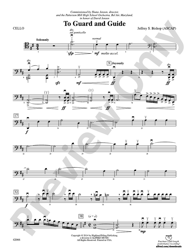 To Guard and Guide: Cello: Cello Part - Digital Sheet Music Download
