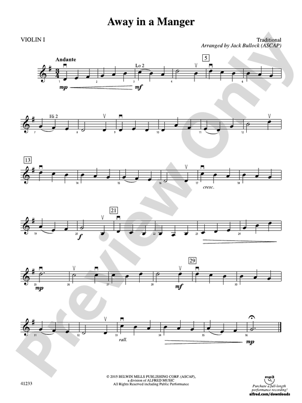 Away in a Manger: 1st Violin: 1st Violin Part - Digital Sheet Music ...