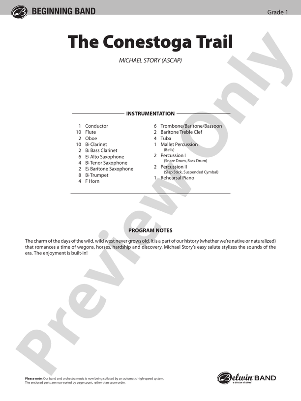 The Conestoga Trail: Score: Concert Band Score - Digital Sheet Music ...
