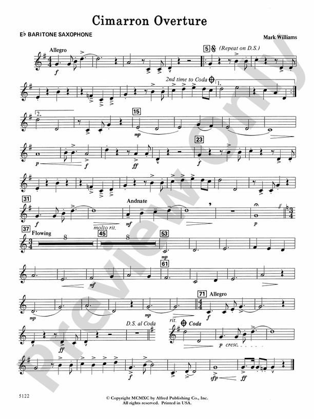Cimarron Overture: E-flat Baritone Saxophone: E-flat Baritone Saxophone Part - Digital Sheet ...