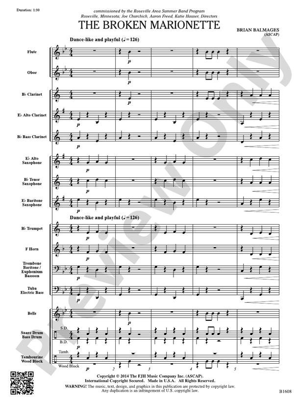 The Broken Marionette: Score: Concert Band Score: Brian Balmages ...