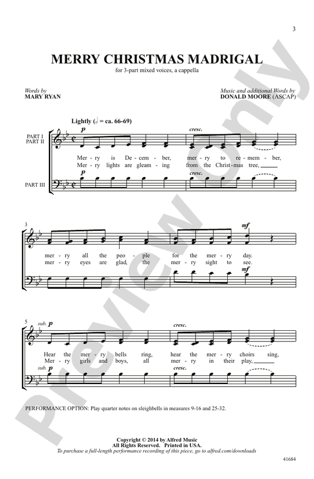 Merry Christmas Madrigal: 3-Part Mixed, a cappella Choral Octavo ...